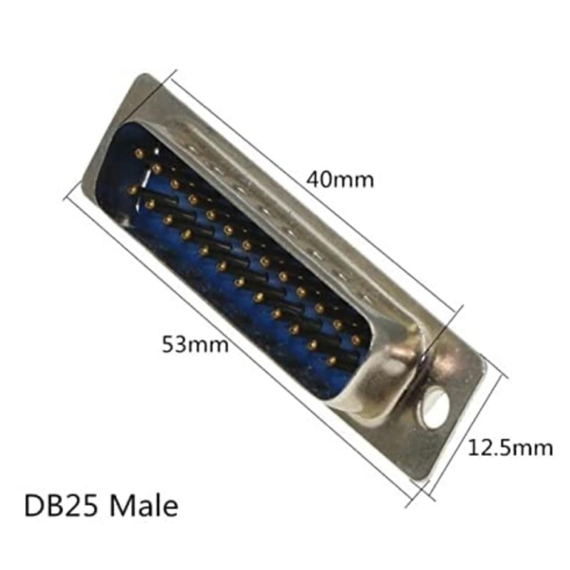 CONECTOR DB25 MACHO AEREO CABLE SERIAL RS25 O PARALELO