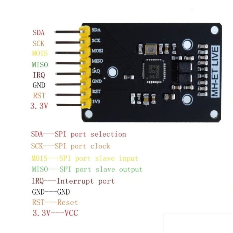 MODULO KIT RFID RC522 MINI + LECTOR LLAVERO TAG 6CM 13.56MHZ