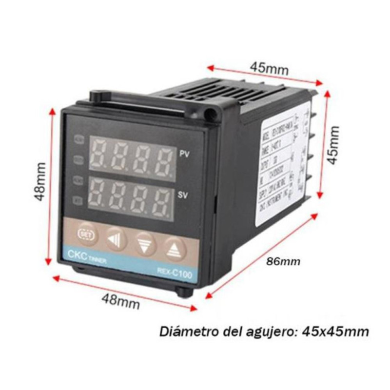 REX-C100 CONTROLADOR PID TEMPERATURA 0-999° SALIDA SSR