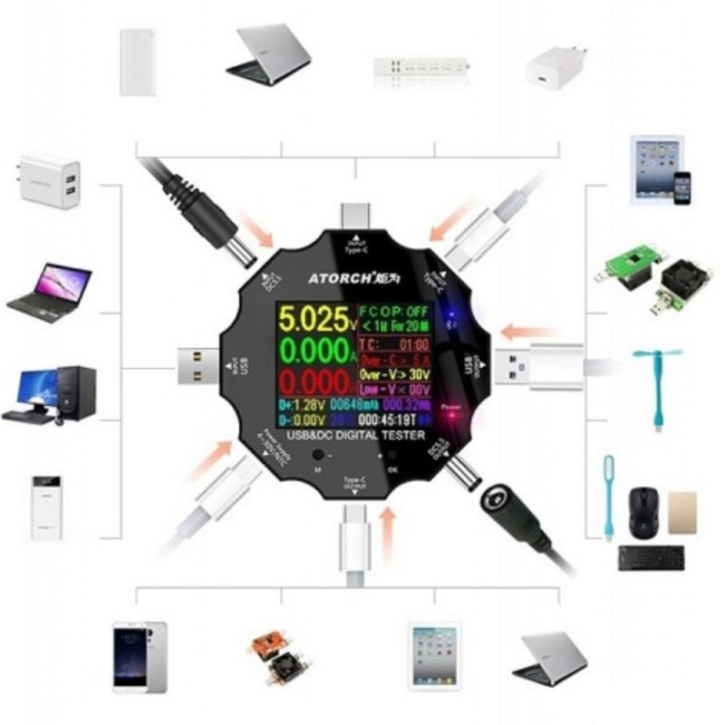 MULTÍMETRO USB UD18 TESTER PROBADOR MEDIDOR BLUETOOTH