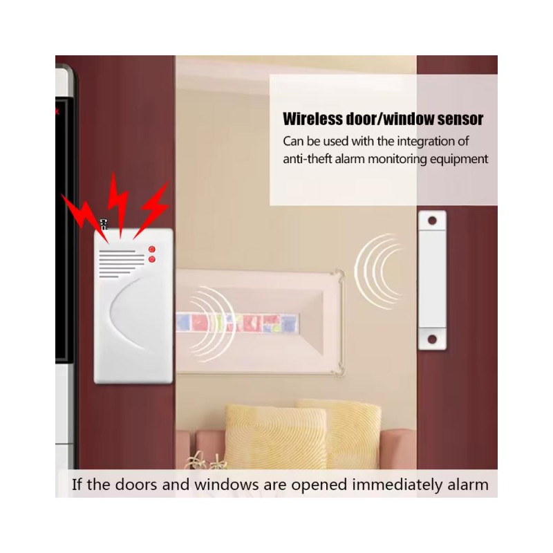 SENSOR MAGNÉTICO PUERTA VENTANA INALAMBRICO RF 433MHZ ALARMA