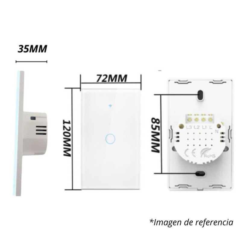 INTERRUPTOR TOUCH SWITCH SENCILLO 110V TÁCTIL SIN NEUTRO