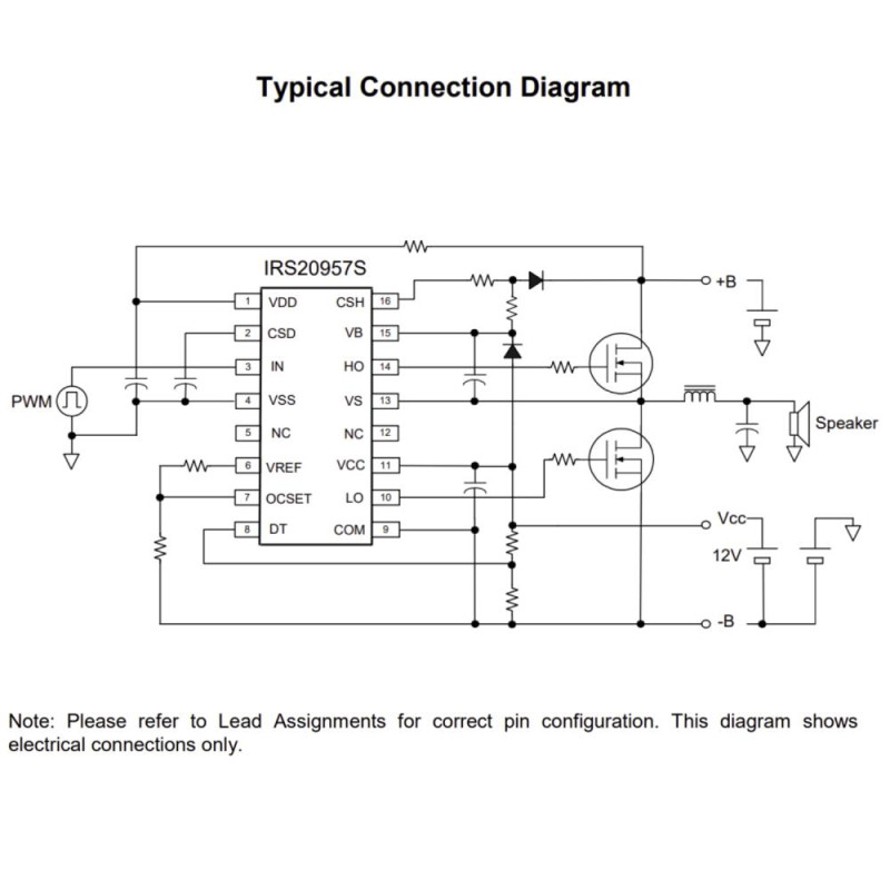 IRS20957S CIRCUITO INTEGRADO DRIVER AUDIO PWM 500W CLASE D