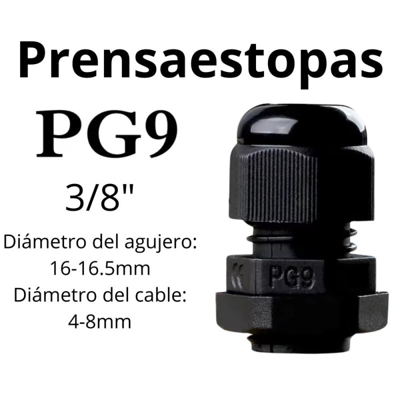 CONECTOR PRENSAESTOPAS 3/8" PG9 PLÁSTICO CABLE 4-8MM