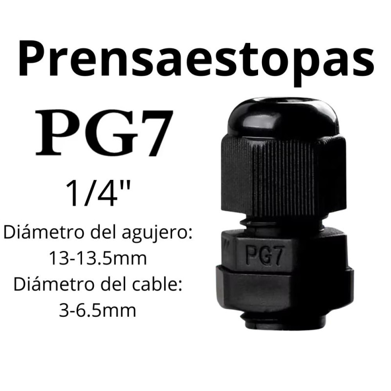 CONECTOR PRENSAESTOPAS 1/4" PG7 PLÁSTICO CABLE 3-6.5MM