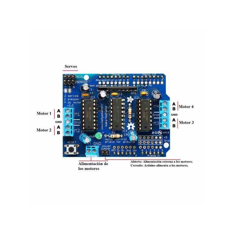 DRIVER SHIELD CON L293D PARA ARDUINO