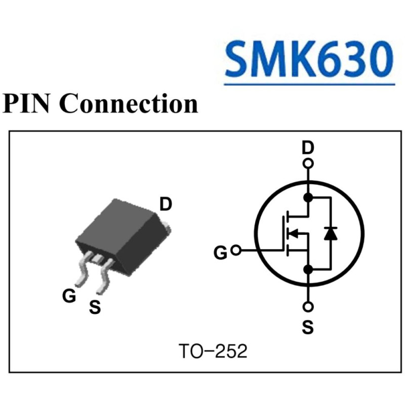 SMK630 TRANSISTOR MOSFET CANAL N 200V 9A SMD TO252