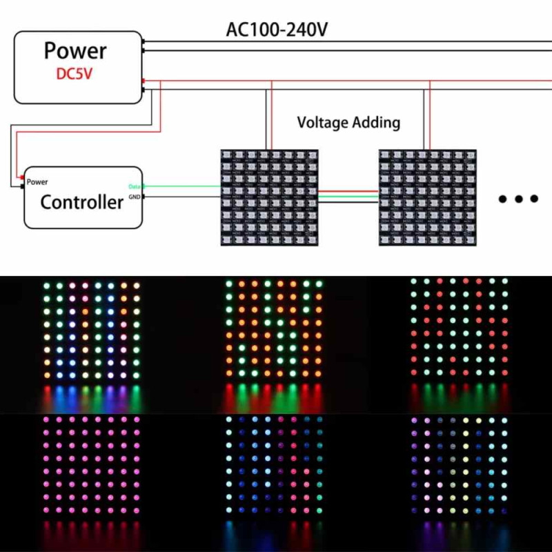 MODULO MATRIZ LED FLEXIBLE RGB 8X8 WS2812B 5050 PANEL CINTA