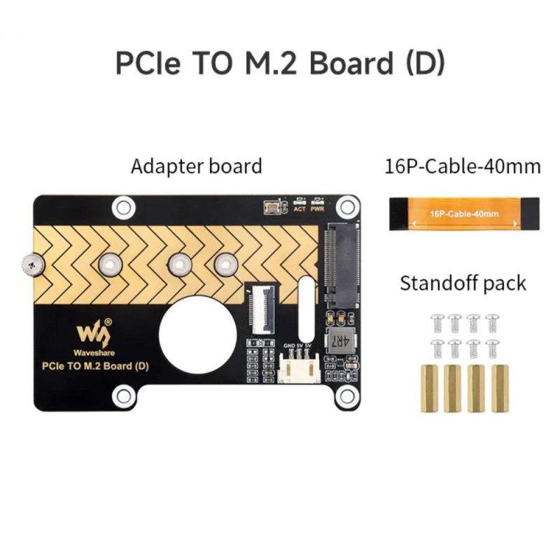 ADAPTADOR SHIELD PCIE SSD M2 NVME PARA RASPBERRY PI5 HAT