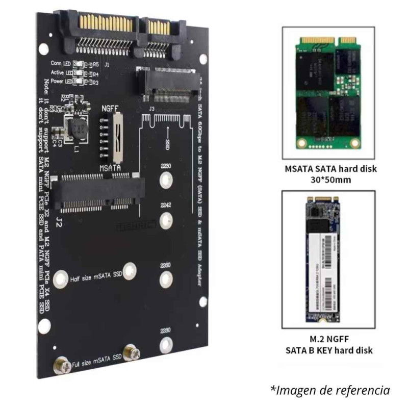 ADAPTADOR SSD M.2 A SATA 6GBPS DISCO DURO TARJETA MSATA NGFF