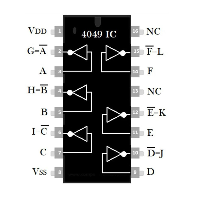 CD4049 COMPUERTA LOGICA BUFFER / CONVERSOR