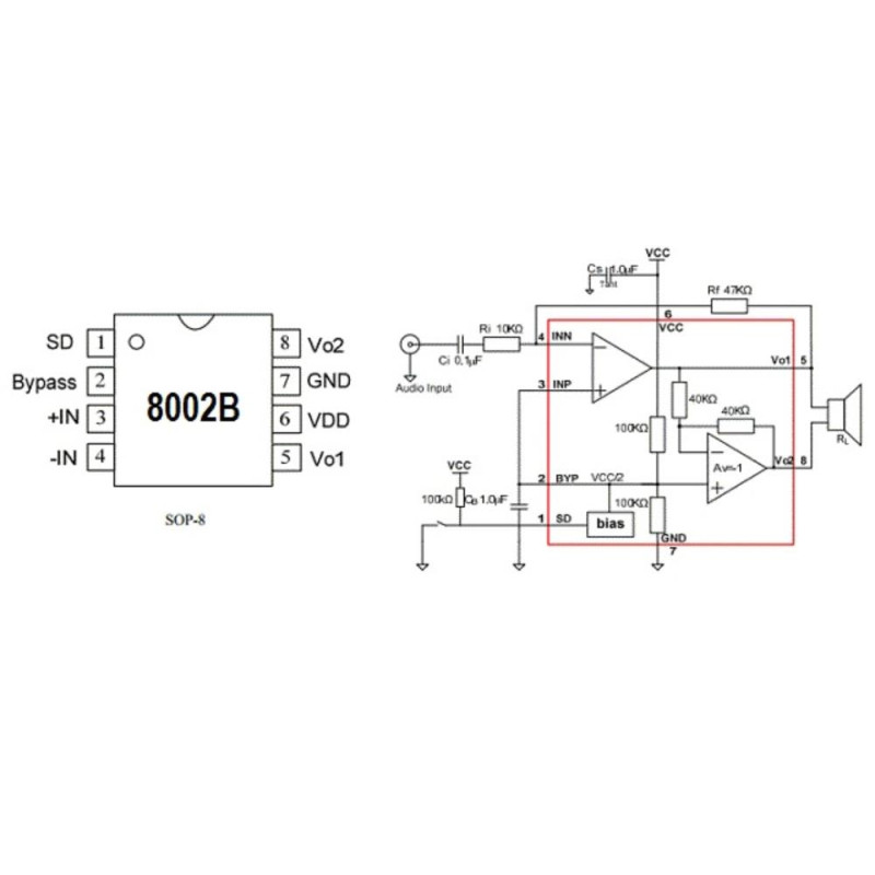 CIRCUITO INTEGRADO AMPLIFICADOR AUDIO CEK8002B 8002B 3W SMD