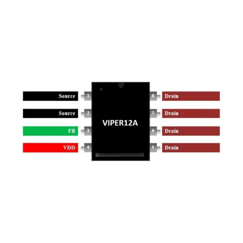 CIRCUITO INTEGRADO VIPER12A MOSFET PWM SMD SOP 8 12A
