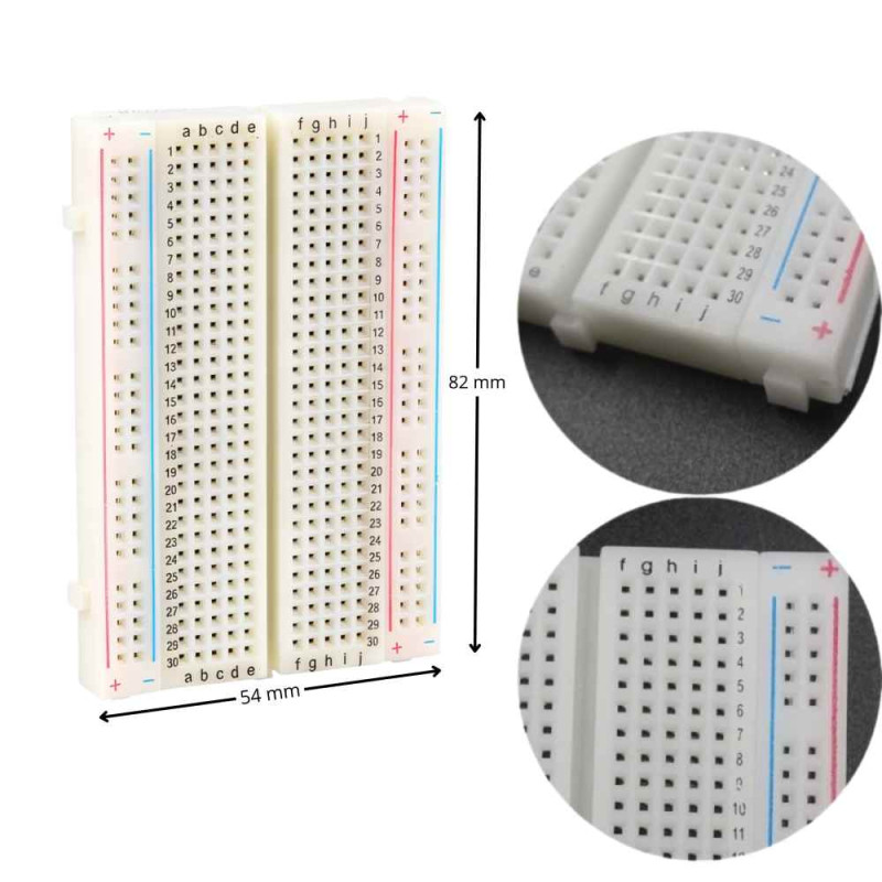MINI PROTOBOARD ADHESIVA 400 PUNTOS 8.2X5.5CM PROYECTO