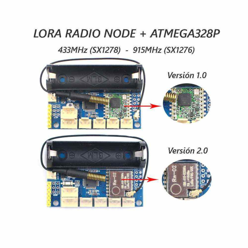 LORA RADIO NODE V1.0 915MHZ RFM95 ATMEGA328P BATERIA