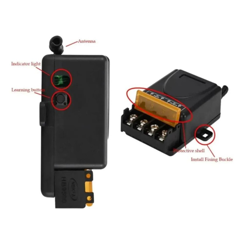 RECEPTOR RF 433MHZ CON RELE 10A 1CH 110V-220V CON CAJA