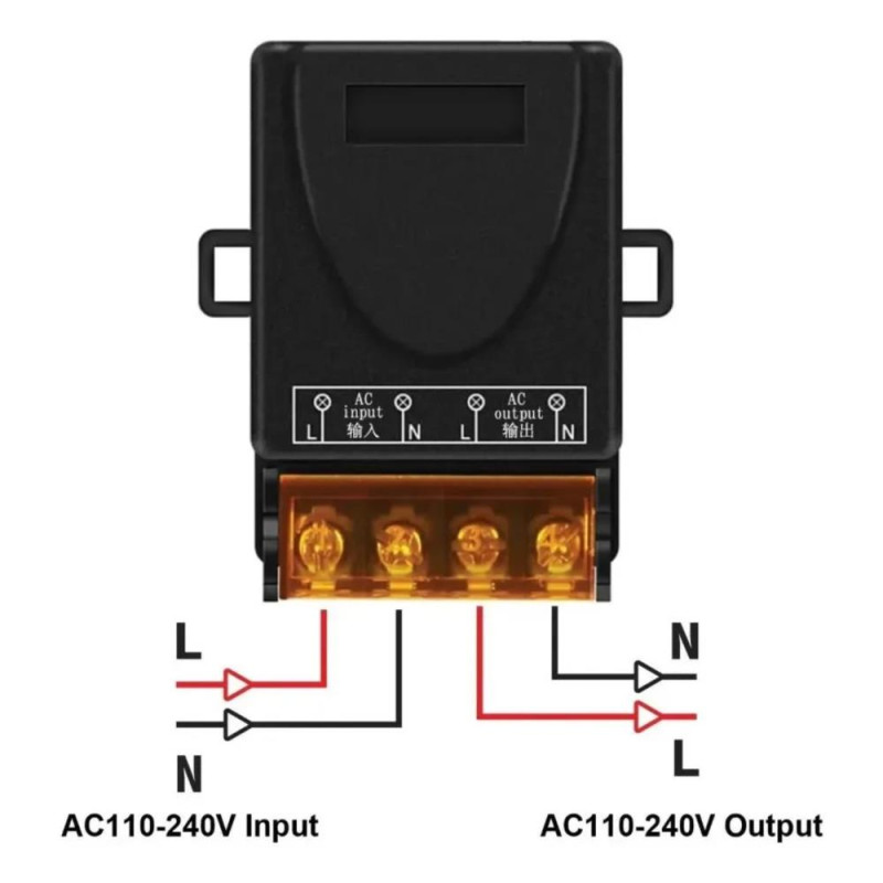 RECEPTOR RF 433MHZ CON RELE 10A 1CH 110V-220V CON CAJA