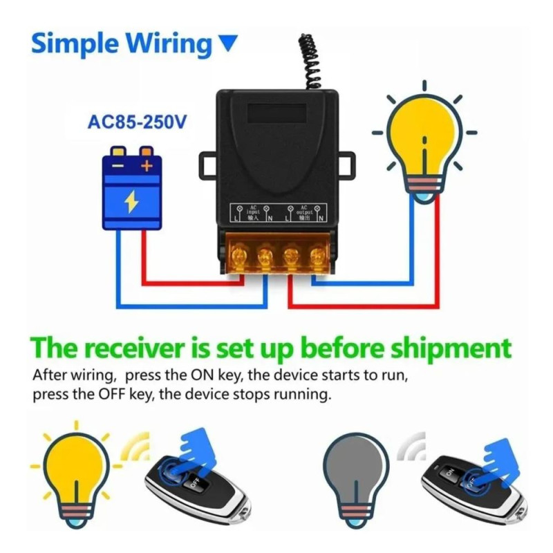 RECEPTOR RF 433MHZ CON RELE 10A 1CH 110V-220V CON CAJA