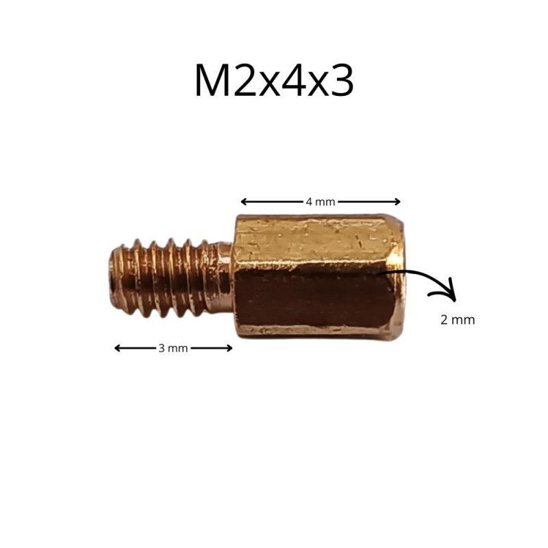 SEPARADOR METALICO M2X4+3 PCB ROSCA M2 4MM ESPACIADOR H-M