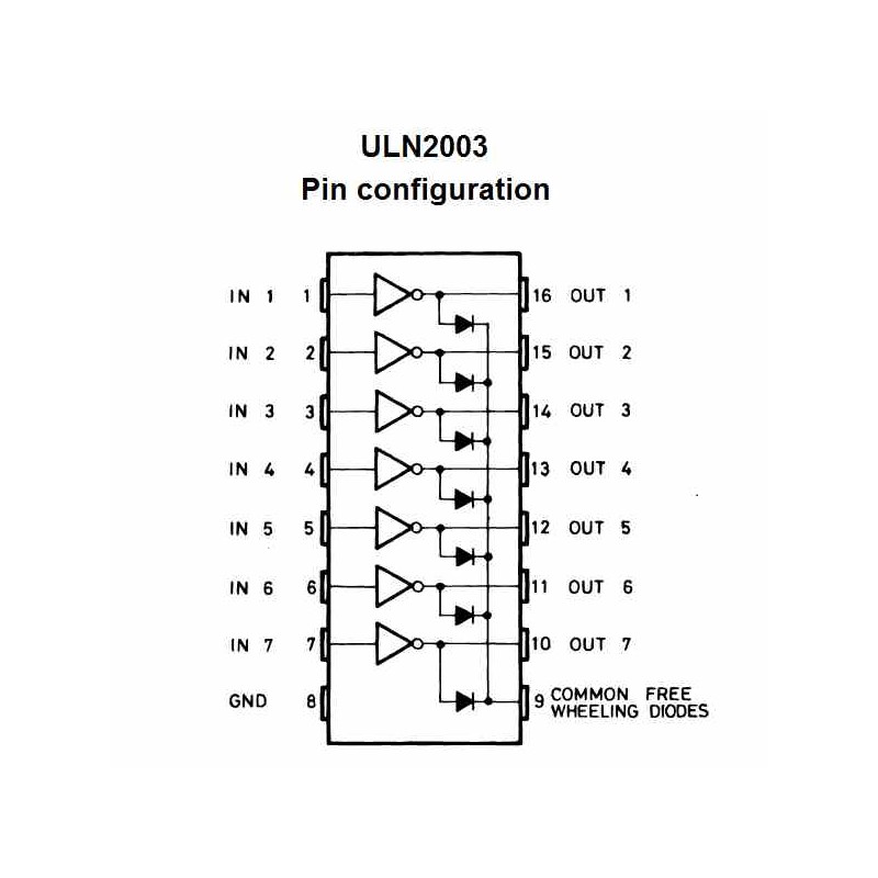 ULN2003 ARREGLO TRANSISTORES DARLINGTON CIRCUITO INTEGRADO