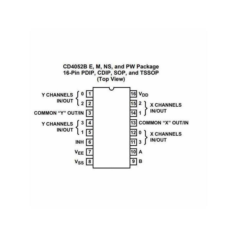 CD4052 MULTIPLEXOR/DEMULTIPLEXOR ANALOGICO 8 CANALES