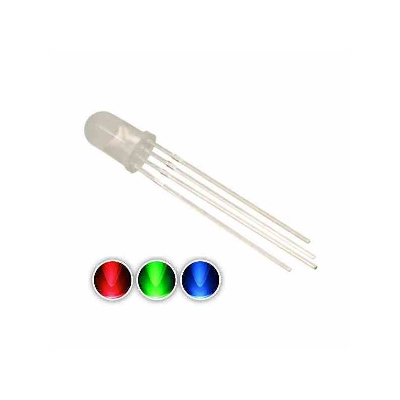 DIODO LED RGB DIFUSO TRICOLOR 4P ANODO COMUN 5MM