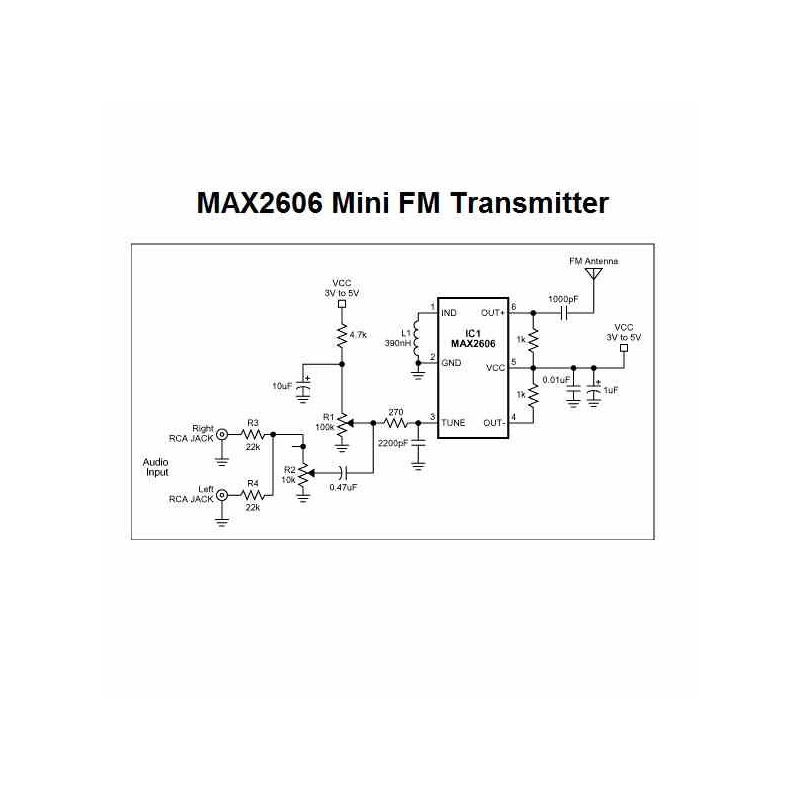 MAX2606 TRANSMISOR FM VCO DE 100MHZ CON SALIDA DIFERENCIAL
