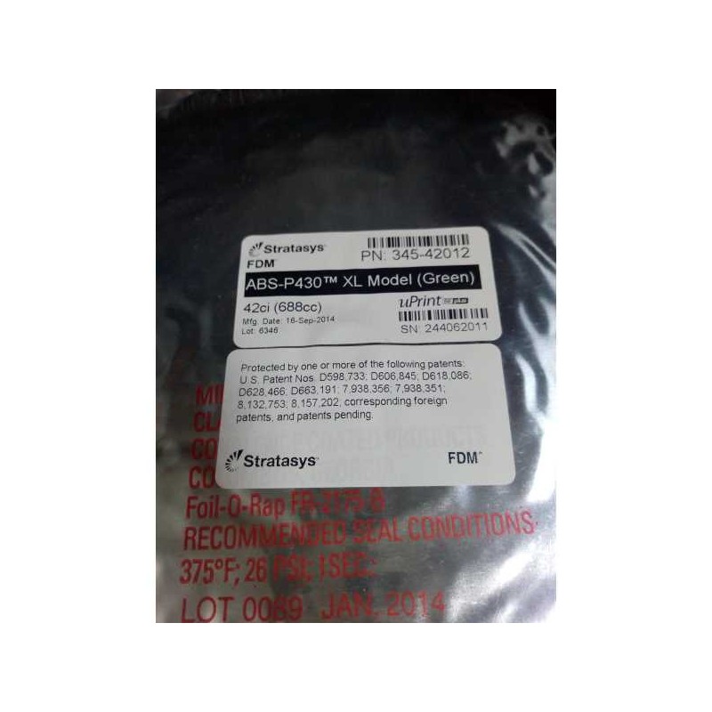 CARRETE TONER ABS-P430 VERDE PARA IMPRESORAS 3D STRATASYS