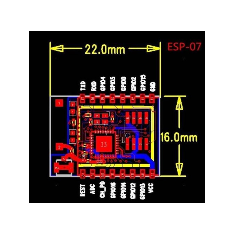 MODULO WIFI ESP-07 ESP8266 COMPATIBLE CON ARDUINO ESP07 3.3V -20