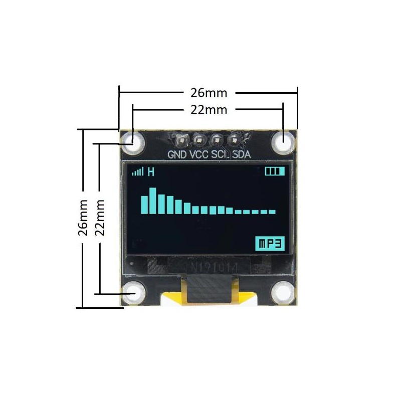 MÓDULO DISPLAY OLED 0.96" 4 PINES I2C COLOR AZUL
