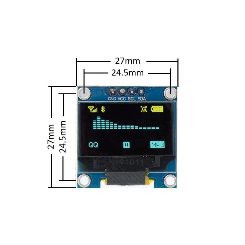 MÓDULO DISPLAY OLED 0.96" 4 PINES I2C COLOR AZUL AMARILLO -15