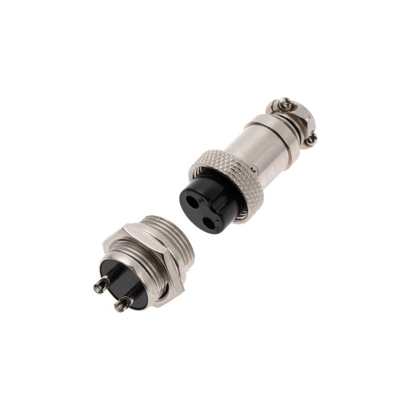 KIT CONECTOR CIRCULAR 2 PINES GX16-2 (MACHO Y HEMBRA)