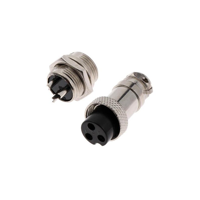 KIT CONECTOR CIRCULAR 3 PINES GX16-3 (MACHO Y HEMBRA)