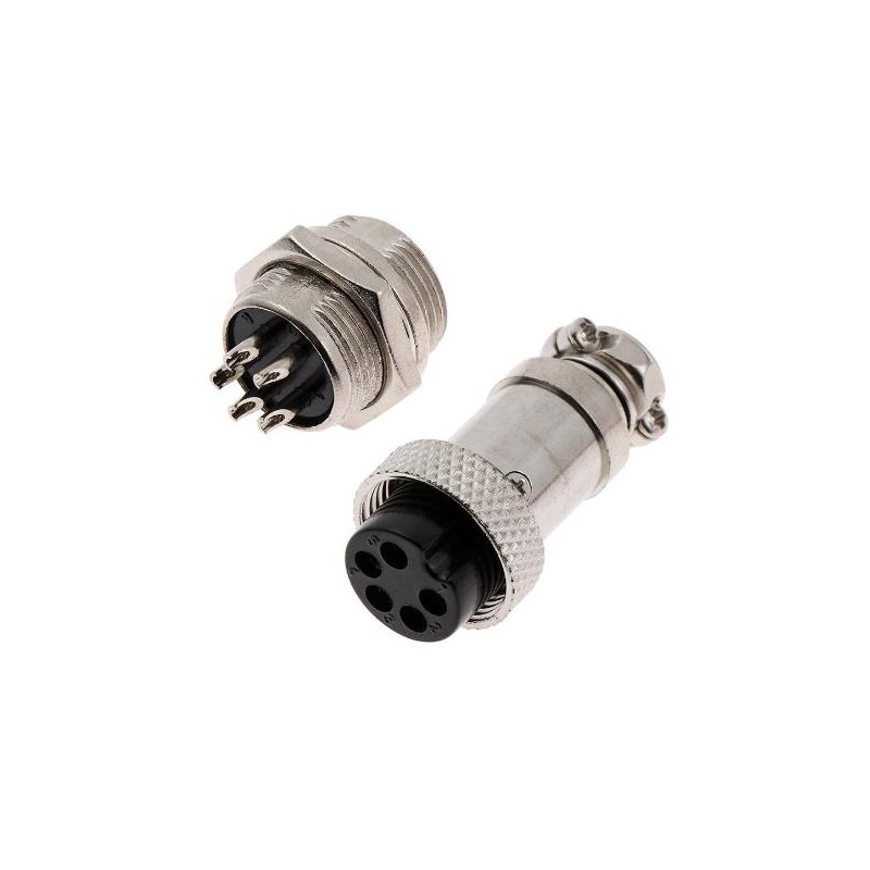 KIT CONECTOR CIRCULAR 5 PINES GX16-5 (MACHO Y HEMBRA)