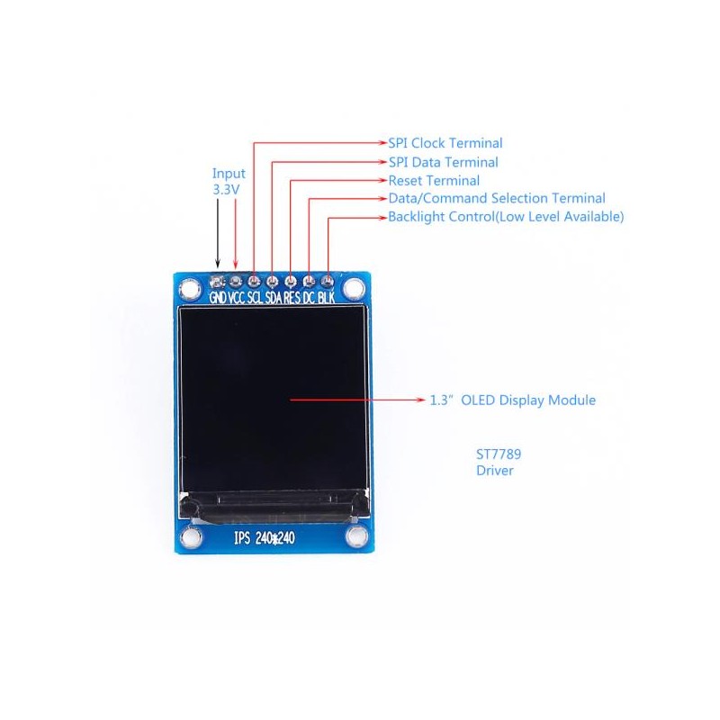 PANTALLA TFT LCD 1.3" DISPLAY 240X240 IPS ST7789 SPI